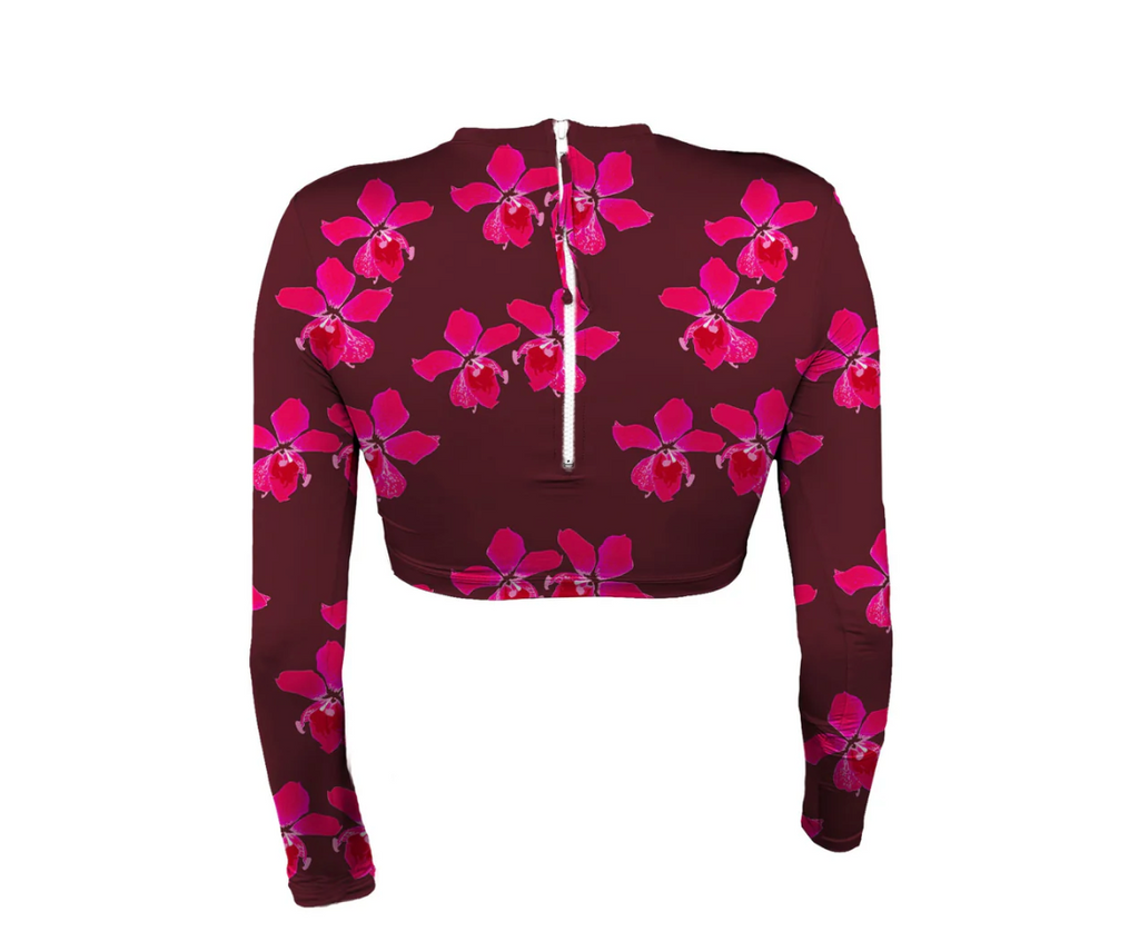 CROPPED RASH GUARD- Bright Pink Orchid – Ohana Shop Kauai