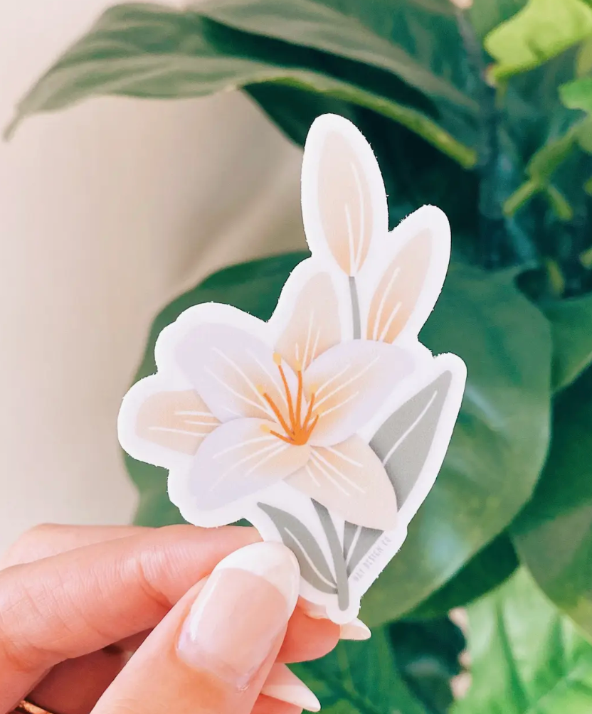 White Lily Sticker – Ohana Shop Kauai